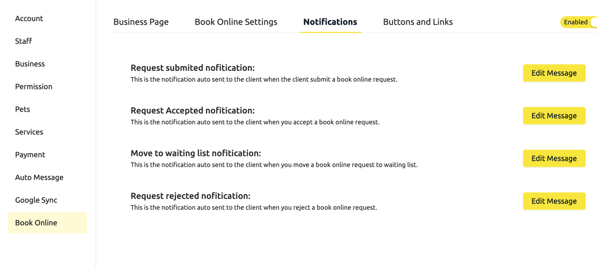 Book online notifications